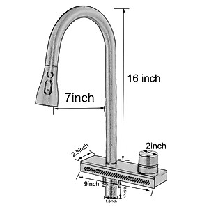 JIEFADZ Rainfall Kitchen Sink Faucet Pull Out Four Water Outlet Modes Cold and Hot Can Rotate TAP (Black)