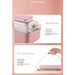 Genérico Organizer Box, Multipurpose Organizer, plastic box to organize, with mirror, 2 layers to organize, all kinds of accessories. (Pink) BBC252501BC