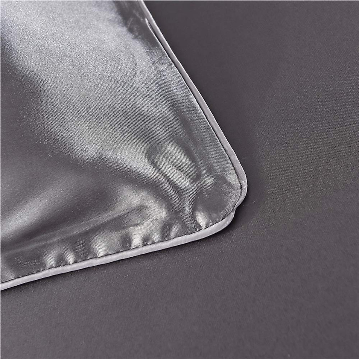 Grey Gray Luxury Silk Bedding Set. Include Silk Duvet Cover, Silk Pillow Sham and Silk Fitted Sheet. Satin Silk, Silk Blend Fabric. No Comforter or Duvet Insert Included. Full/Queen Size.