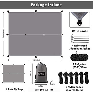 Sunyear Camping Hammock with Net & Sunyear Hammock Rain Fly Tent Tarp Provides Effective Protection Against Rain