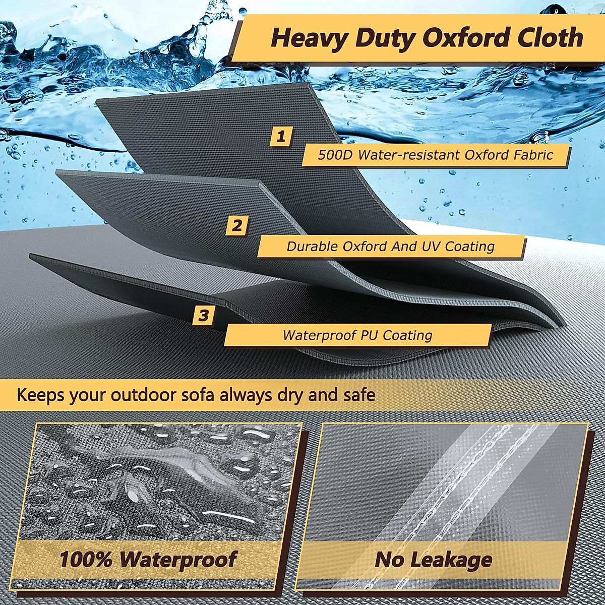 STARTWO Outdoor Sectional Sofa Cover Waterproof 83"x104" L-Shaped Patio Furniture Covers for Deck, Lawn and Backyard, Heavy Duty Outdoor Couch Cover, Left Facing, Gray