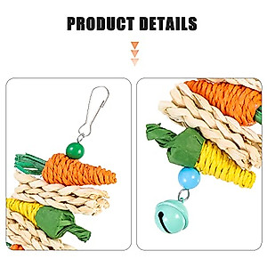 LUOZZY Bird Toys for Parakeets Funny Bird Chew Toys Wooden Natural Corn Carrot Bird Parrot Foraging Hanging Toys for Small Parrots Parakeets Conures Cockatiels