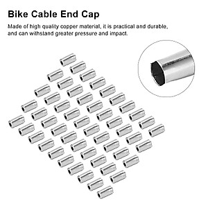 HERCHR 50pcs Bicycle Bike Brake Cable Tips Caps, 5mm Alloy Brake Cable End Tips Crimps Ferrules Caps Road Mountain Bicycle Bike Alloy Brake Cable End Tips Bike Brake Cable caps