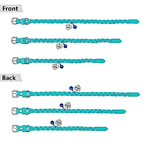 Leather Dog Collar Braided Dog Puppy Cats ID Collar with Name Personalized Engraved for Small Medium Dogs Free Bell (Color : Blue Size : XS Code)