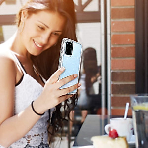 GUAGUA Galaxy S20 Plus Case Samsung S20 Plus Case Glitter Bling Crystal Clear 3 in 1 Hybrid Hard PC Soft TPU Bumper Cover Shockproof Protective Case for Samsung Galaxy S20 Plus 6.7-inch Transparent