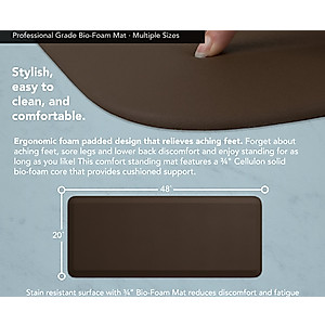 GelPro Professional Grade Anti-Fatigue Kitchen & Office Comfort Bio-Foam Mat with Non-Slip Bottom for Health & Wellness, 20x48, Earth
