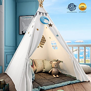 Sumerice Teepee Play Tent for Kids with Carry Case, Foldable Girls Playhouse Toy Tent, Gift for Baby Toddler to Play Game Indoor and Outdoor