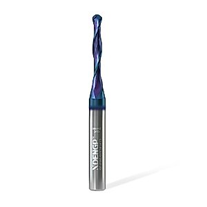 XDENGP Up Cut Ball Nose Router Bit for CNC, 1/8 inch Cutting Diameter and 1 inch Cutting Length 1/4 inch Shank with NACO Coated Carbide End Mill for Wood Side Milling End Milling, Finish Machining