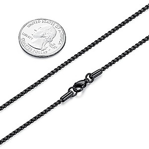 FOSIR 2-4MM Mens Womens Stainless Steel Black Rolo Cable Chain Necklace 18-36 Inch