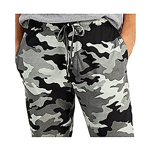 Hanes Men's ComfortSoft Cotton Printed Lounge Pants, 31" Inseam, Pockets, Drawstring/Elastic Waist, Black & Grey Camo, X-Large