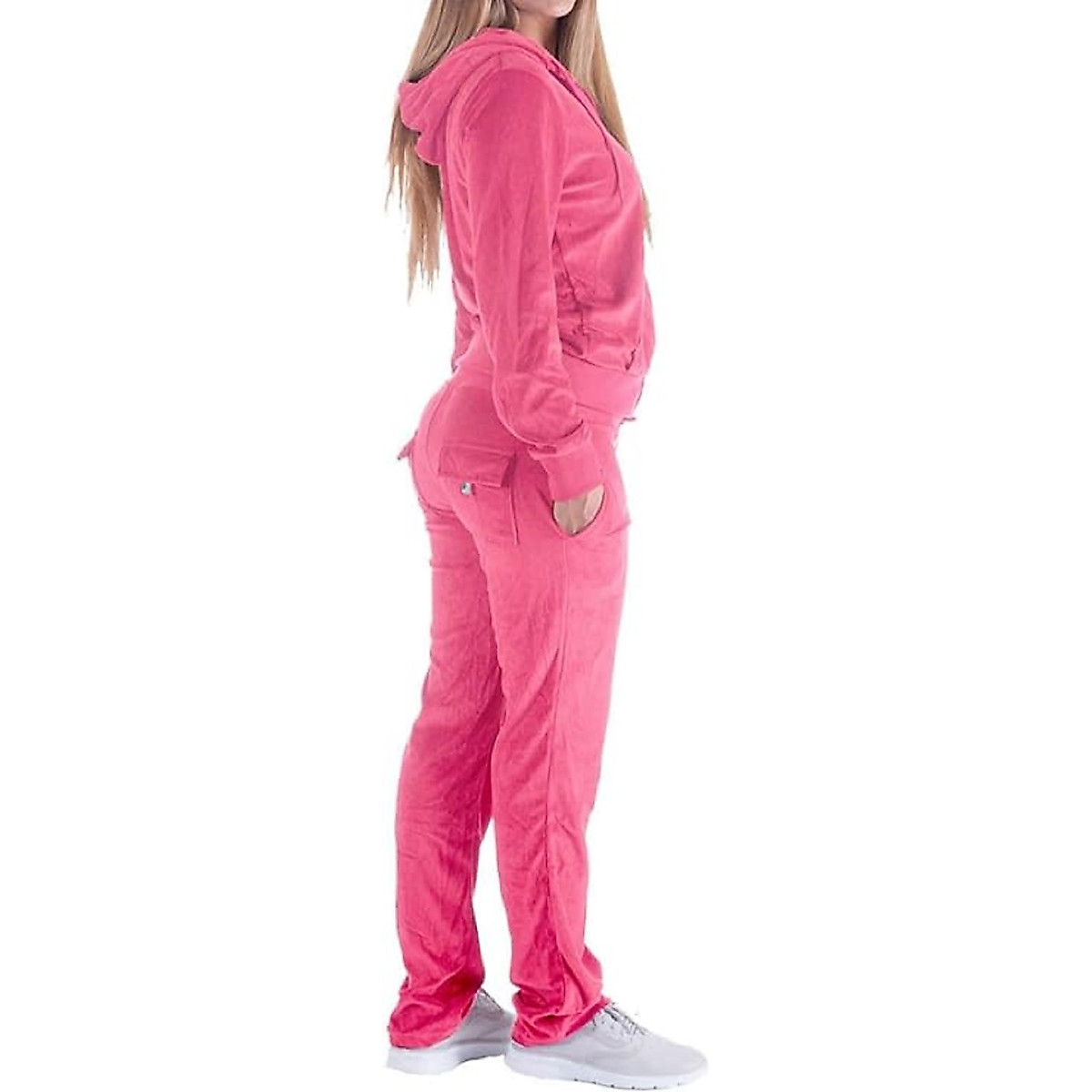 Facitisu Tracksuit for Women Set 2 Piece Joggers Velour Jogging Sweat Outfits Hoodie and Sweatpants Set XL, Coral