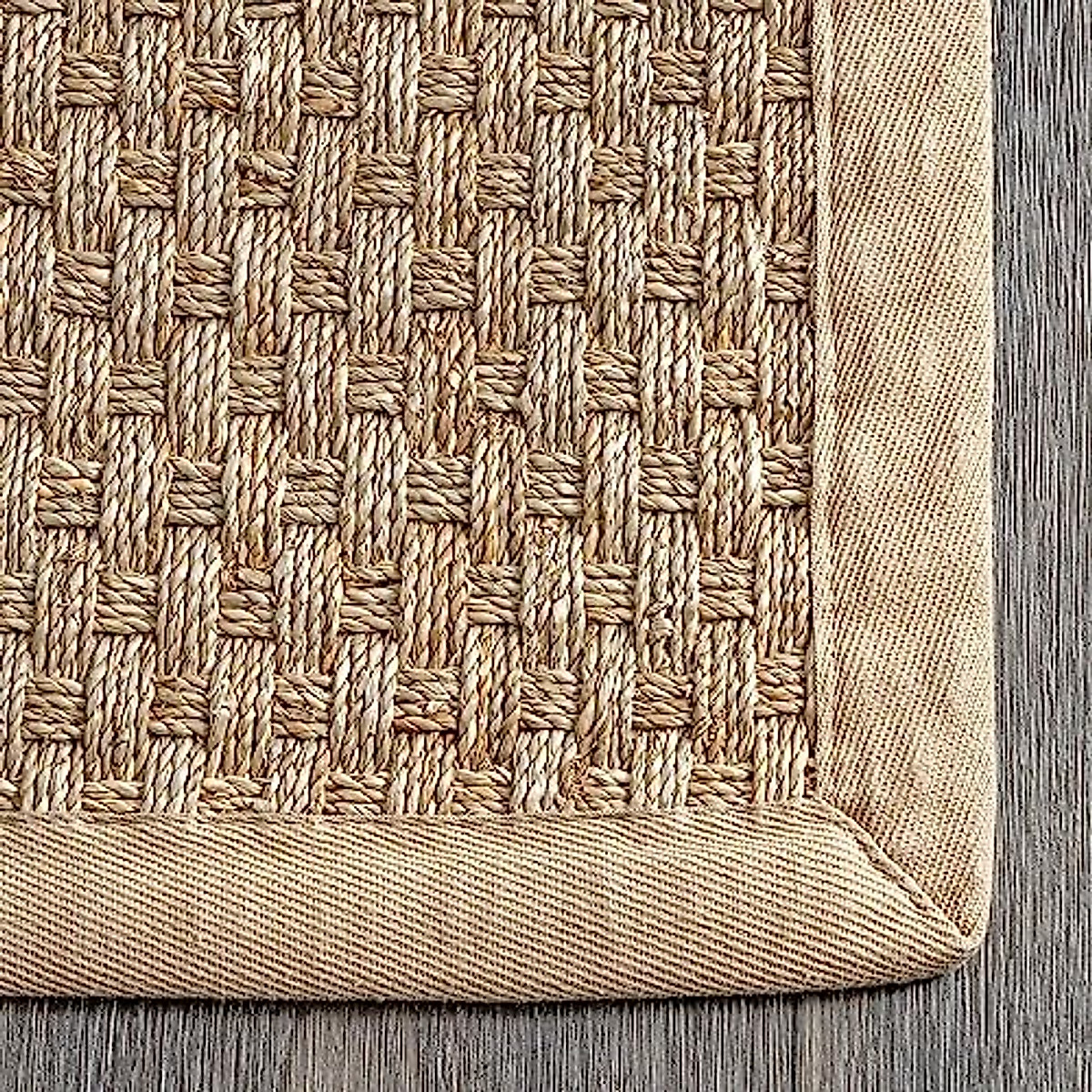 nuLOOM Hesse Checker Weave Seagrass Area Rug, 10' x 14', Natural