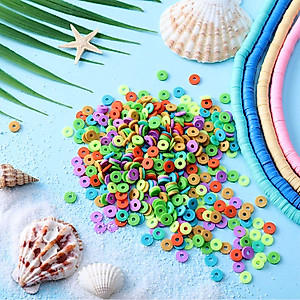 8000 Pieces 20 Strands Polymer Clay Beads Disc Flat Heishi Beads Round Vinyl Handmade Spacer Beads for Making Jewelry Necklace Bracelet DIY Crafts