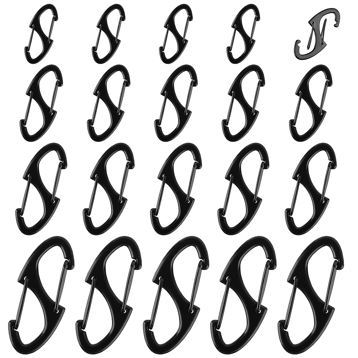 Zipper Clips Anti Theft, 20 Pcs Zipper Pull Locks for Backpacks, Double-Sided Spring S Carabiner Clasps Theft Deterrent for Luggage Suitcase Handbags Keys Purse(Triangle Black)