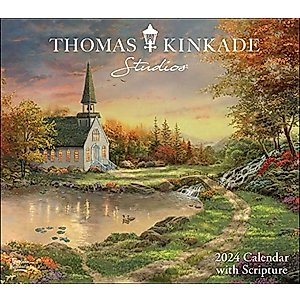 Thomas Kinkade Studios 2024 Deluxe Wall Calendar with Scripture