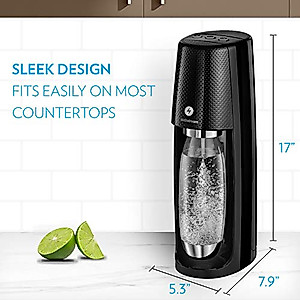 SodaStream Fizzi One Touch Sparkling Water Maker Bundle (Black) with CO2, BPA free Bottles, and 0 Calorie Fruit Drops Flavors