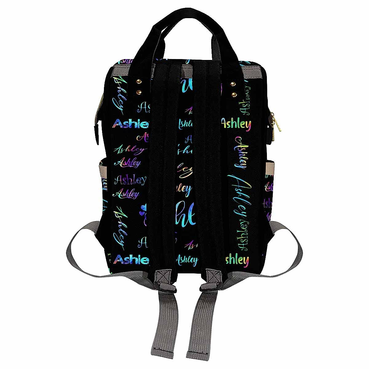 Custom Diaper Bag, Dazzle Color Name Text Logo Black Personalized Diaper Backpack with Text Mummy Nursing Baby Bags Shoulders Bag Casual Daypack Travel Bag for Mom Mother's Day