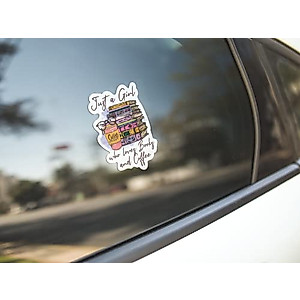 Just A Girl Who Loves Books And Coffee 5 Inch Waterproof Decal Sticker Wall Window I Love Books Bookworm Read Reader Reading Music Teacher Classroom Coffee Coffeeshop Book Store Library Inspirational Bookmark Scrapbook Planner Paper Journal School CS1482-