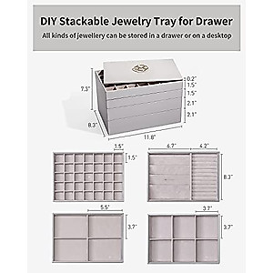 Vlando NEW Miller Jewelry Trays Stackable Showcase Display Drawer Organizer Storage- Multi-Purpose,Multiple Combinations, Large Capacity Multi-Layer Design and Fashion(Grey)