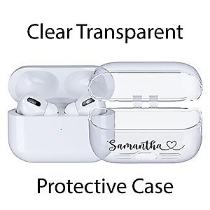 Liana Cases Custom Name Case for AirPods - All Sizes Available - AirPods Pro 2nd, 1st, 3rd Generation - Clear Personalized Cover Handwritten Style with Keychain Ring Carabiner