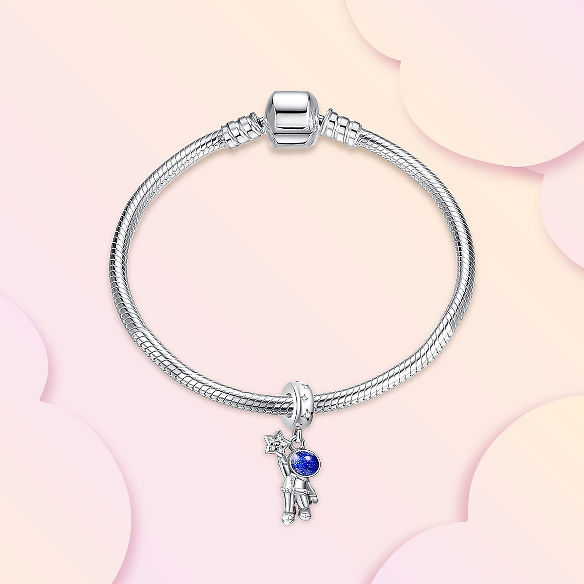 Annmors Astronaut in The Galaxy Dangle Charm 925 Sterling Silver for Woman Bead Gifts for Women Bracelet&Necklace T734