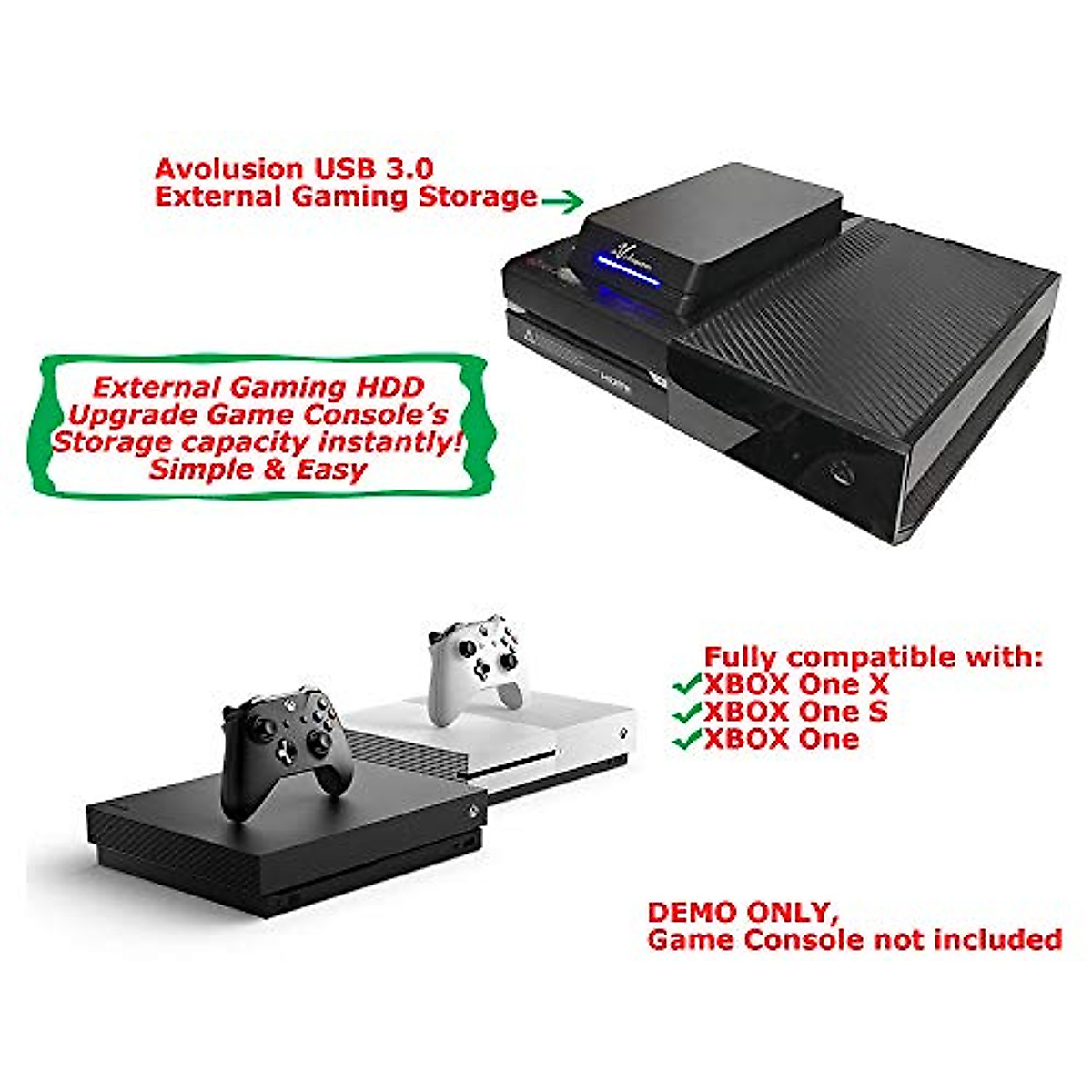 Avolusion HDDGear Pro 6TB (6000GB) 7200RPM 64MB Cache USB 3.0 External Gaming Hard Drive (for Xbox ONE X/S, Pre-Formatted) - 2 Year Warranty