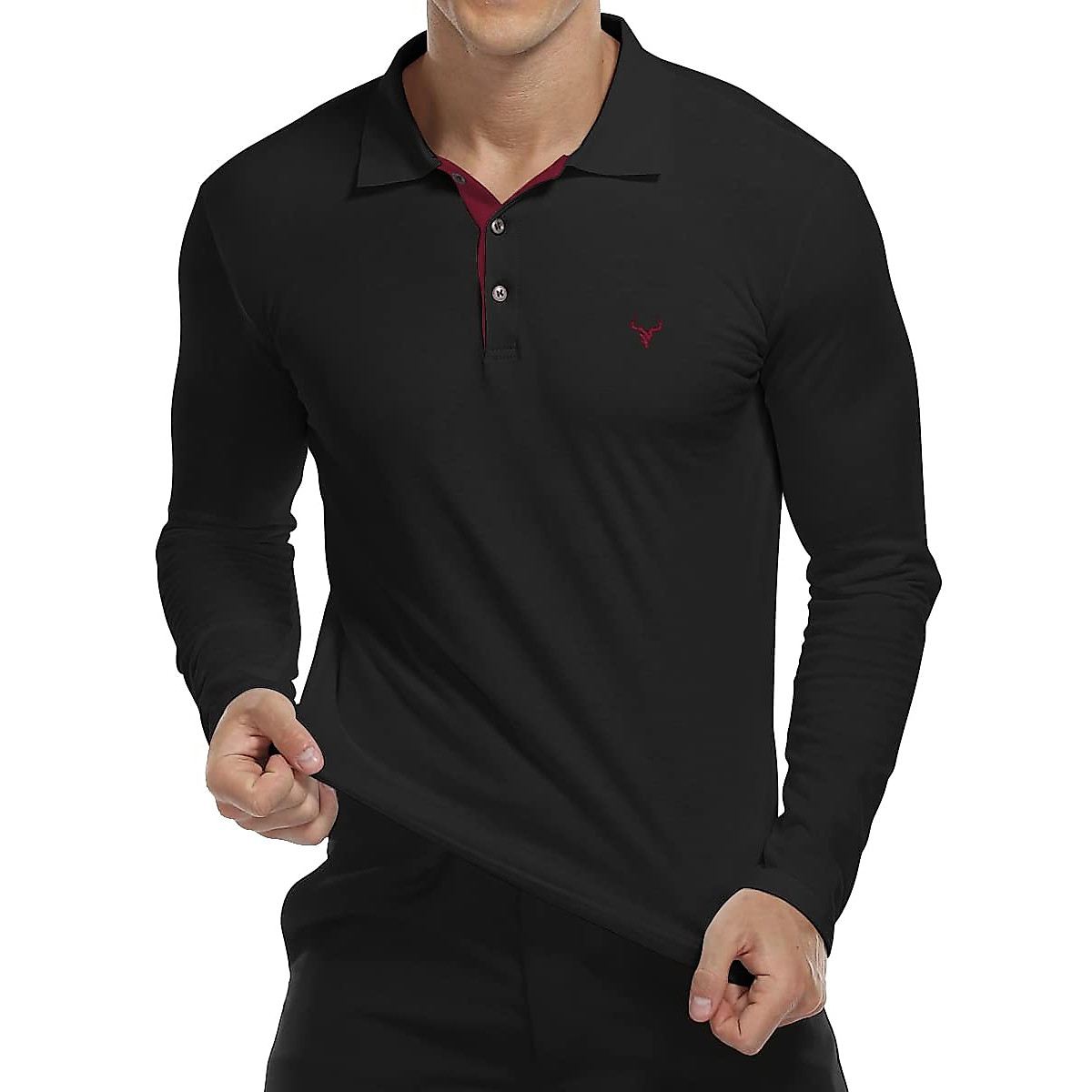 YTD Mens Polo Shirts Long Sleeve Cotton Golf Polo Shirts for Men Slim Fit Casual Tops
