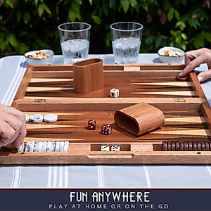 Pointworks 17 Inch Backgammon Sets for Adults. Beautiful Wood Inlaid Backgammon Board Game Set with Unique Checkers & Dice. Large Travel Backgammon Set for Adults, Backgammon Game for 2 Players
