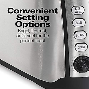 Hamilton Beach Extra Wide Slot Toaster with Shade Selector, Bagel, Keep Warm and Defrost Settings, Auto-Shutoff and Cancel Button, 4 Slice, Stainless Steel