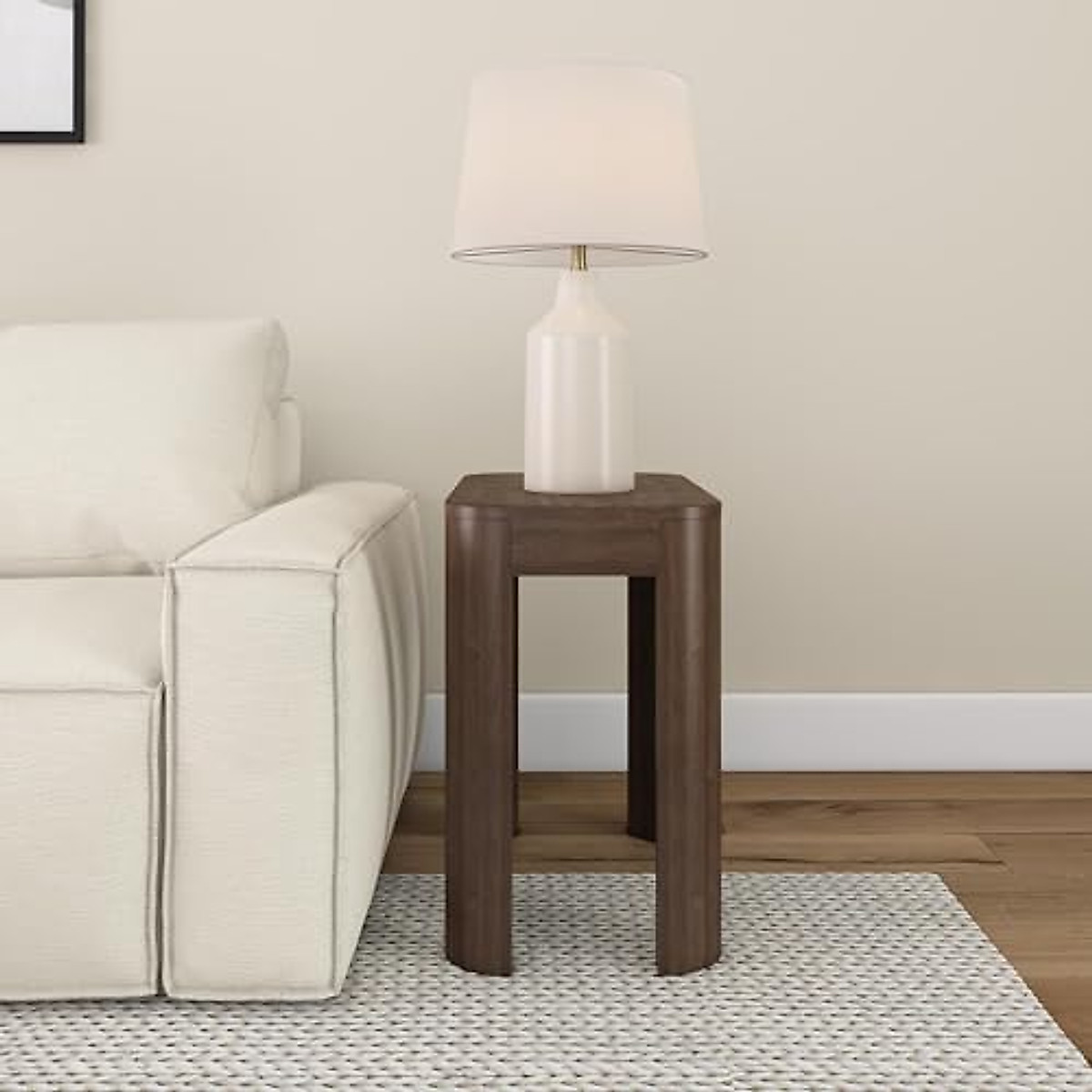 Plank+Beam Modern Rounded Rectangular Side Table, Solid Wood End Table for Living Room, 25in, Walnut