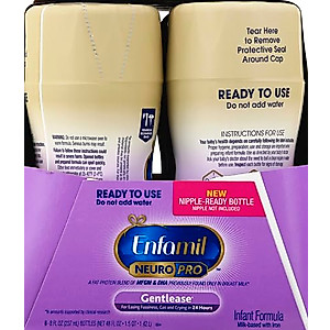 Enfamil Gentlease Ready to Feed Baby Formula, Eases Gas, Fussiness, Crying & Spit-up in 24 Hours, Ready to Use 8 Fl Oz, Pack of 6, Total 48 Fl Oz