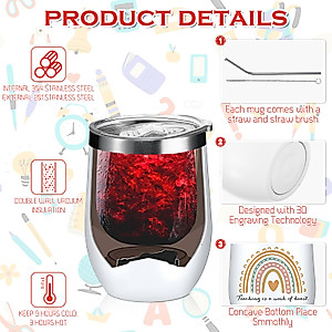 Inbagi Teacher Appreciation Gifts Bulk, Teacher Appreciation Stainless Steel Tumbler with Lids Appreciation Rainbow Mugs Thank You Teacher Gift End of Year for Teacher Day Women Mentor(12 OZ, 10 Pcs)