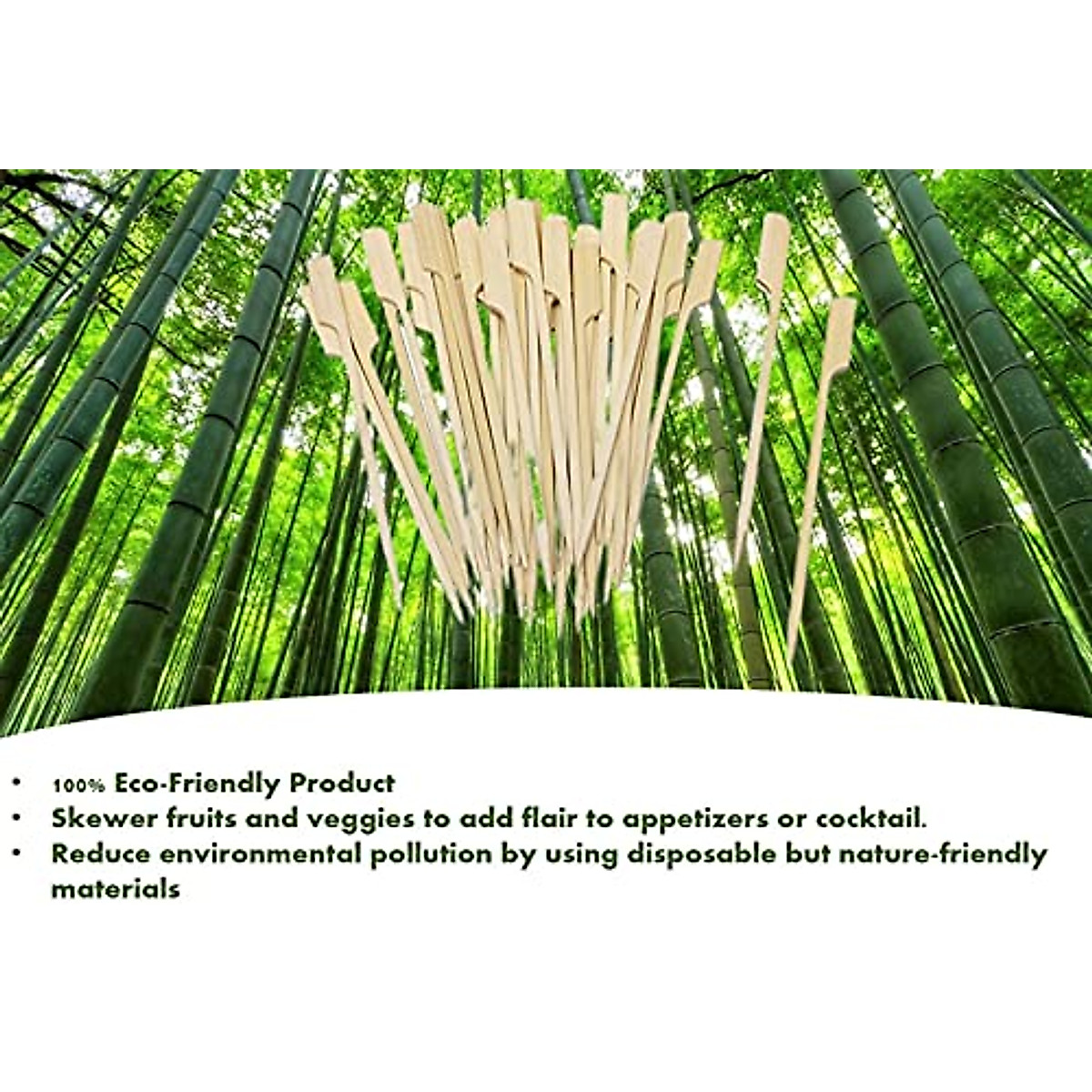 4” inch 100 pcs Bamboo Wood Paddle Picks Skewers Toothpicks for Cocktail，Appetizers, Fruit，Sandwich， Snacks, Package of Wooden Paddle Pick Skewer, Party Forks (1)