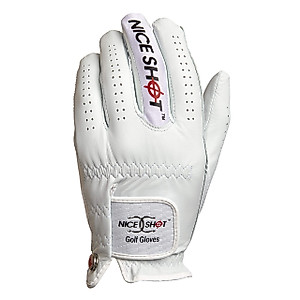 Nice Shot Bundle The Bird Men's Right Hand Cadet Medium White Cabretta Leather Golf Glove Patented Design Golf Tees - Express Yourself - 3 1/4 Inch Golf Tees - 12 Pack