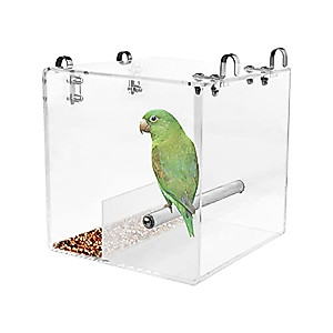 No Mess Bird Feeder, Bird Feeder for Cage, Acrylic Automatic Seed Container Parrot Food Holder Bird Feeder Animal Cage Water Food Holder for Parrot Parakeets