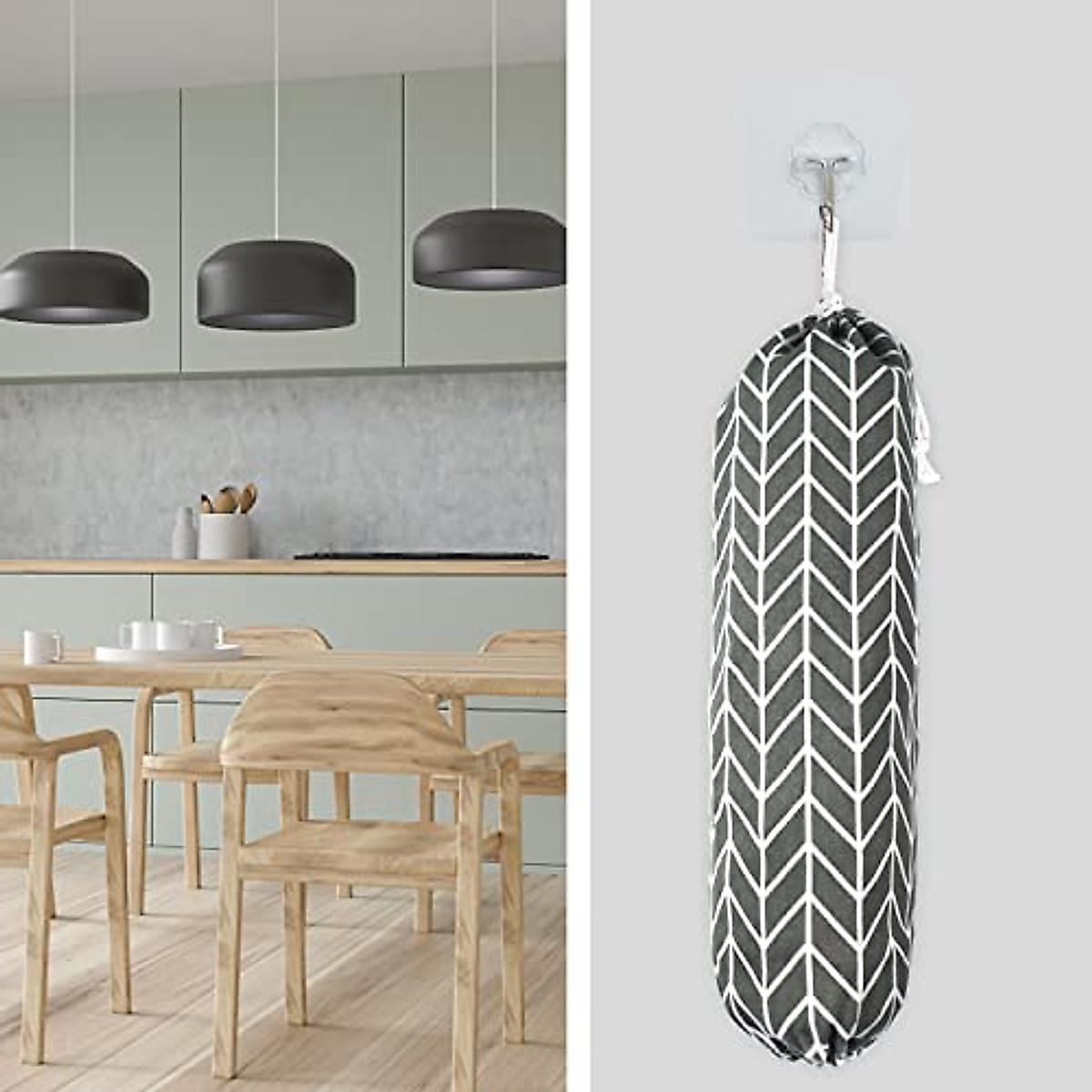 AMMON Plastic Bag Holder 2 Pcs Wall Mount Grocery Bag Holder Large Grocery Bag Dispenser Organizer for Home Kitchen Pantry Decor 22x9 Inch (Gray)