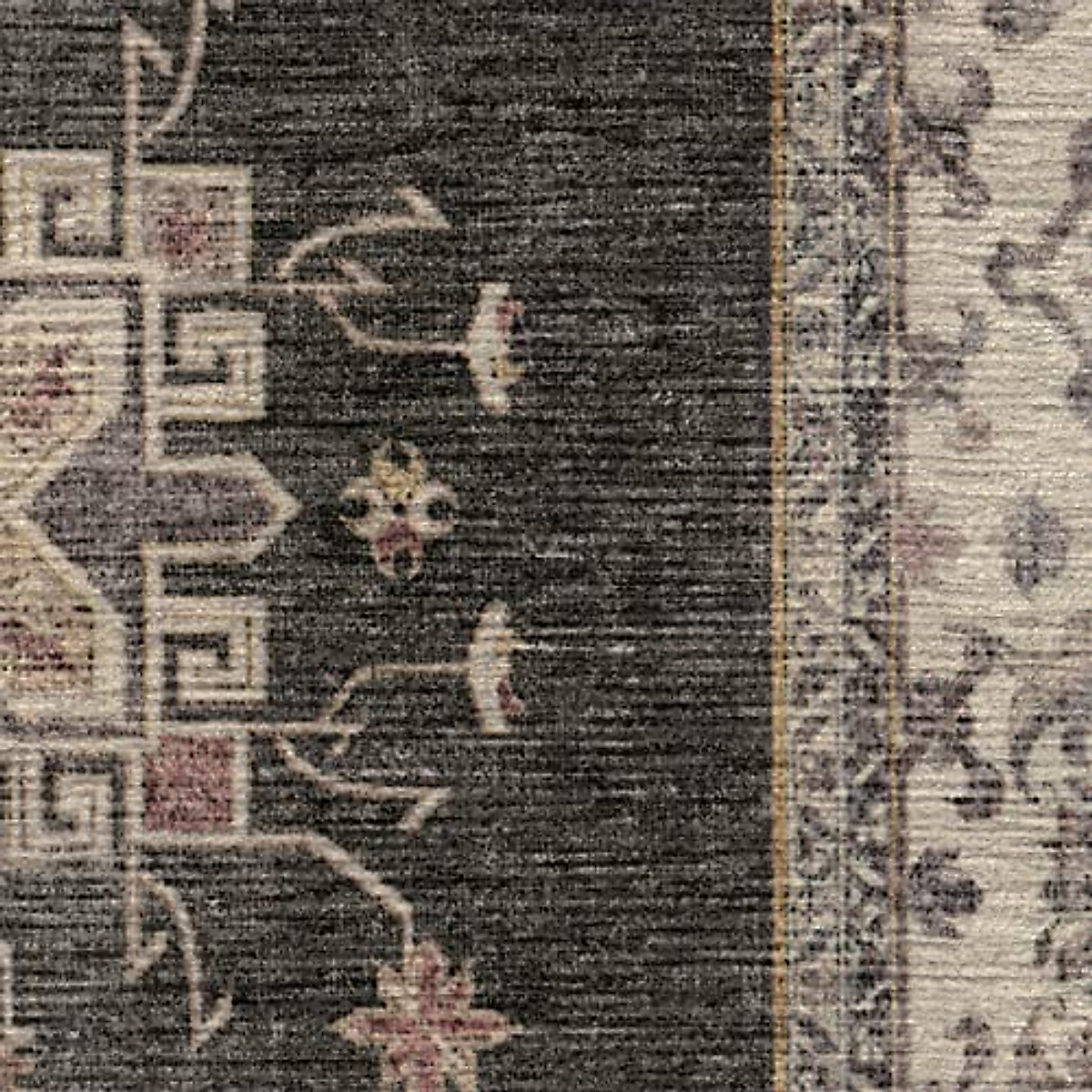 RUGGABLE Verena Washable Rug - Perfect Vintage Area Rug for Living Room Bedroom Kitchen - Pet & Child Friendly - Stain & Water Resistant - Dark Wood 5'x7' (Standard Pad)