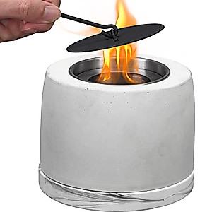 Tabletop Fire Pit for Indoor, Table Top Firepit for Outdoor Fireplaces, Portable Tabletop Fire Pit Bowl, Roundfire Concrete Alcohol Fire Pit for Making Smores Patio, Garden,Balcony, Camping, Gray