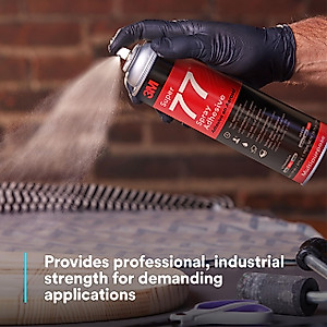 3M Super 77 Multipurpose Permanent Spray Adhesive Glue, Paper, Cardboard, Fabric, Plastic, Metal, Wood, Net Wt 16.75 oz, Clear, (77-24)