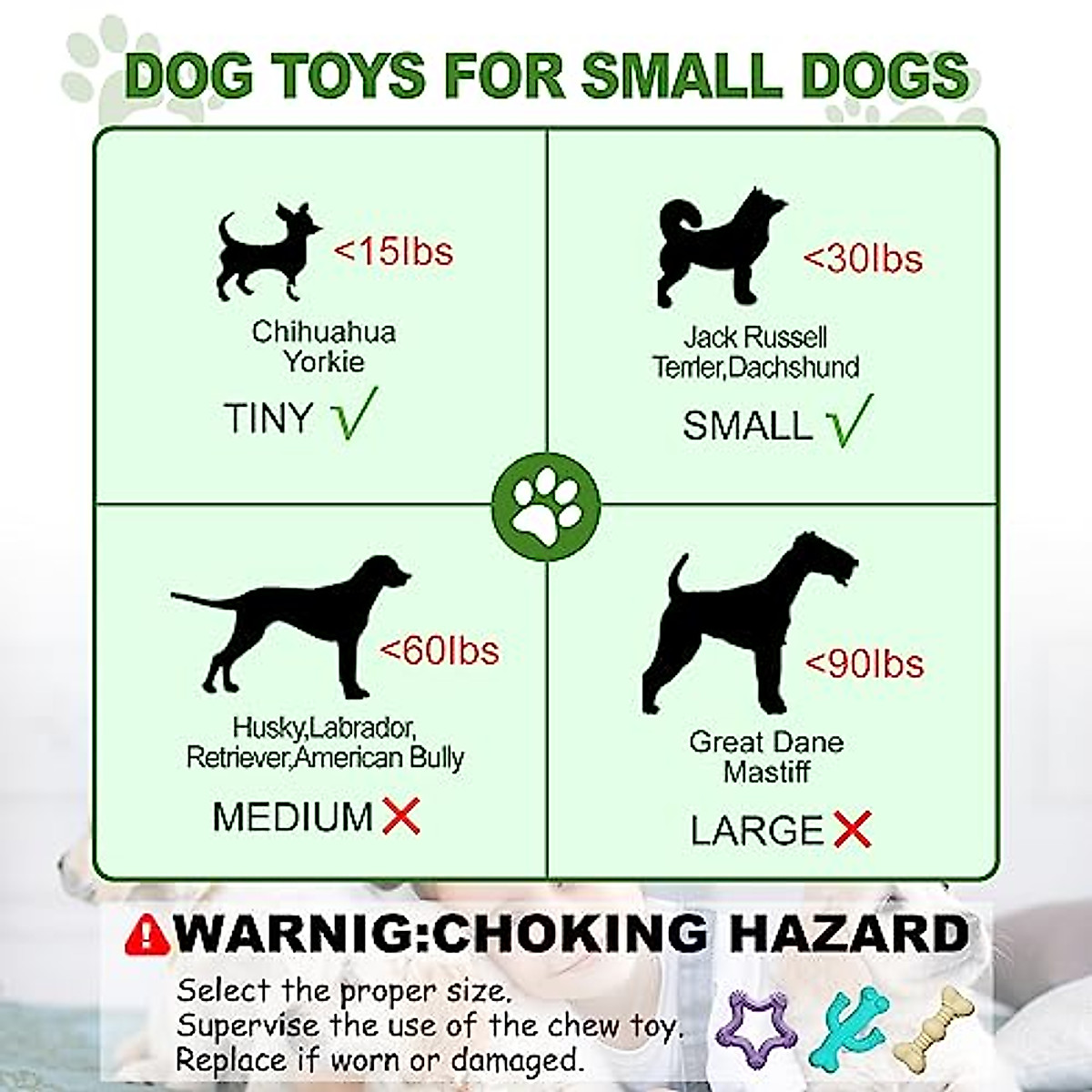 Medlladle 3 pcs Puppy Chew Toys for Teething, Indestructible Tough Durable Dog Toys for Small Breed, Pet Toy with Natural Rubber Bamboo Fiber