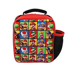 Super Mario Bros Boy's Girl's Soft Insulated School Lunch Box (One Size, Blue)