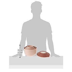 Mepal, Cirqula Set of 4 Multi Food Storage and Serving Bowls with Lids, Food Prep Containers, Deep, Nordic Blush, 1 each (17oz, 34oz, 68oz, 101oz), 1 Set