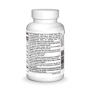 Source Naturals Essential Enzymes 500mg Bio-Aligned Multiple Enzyme Supplement Herbal Defense for Digestion, Gas, Constipation & Bloating Relief - Supports Immune System* - 120 Vegetarian Capsules