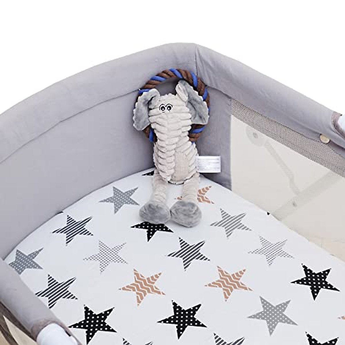 Bassinet Sheets 4 Pack for Baby Unisex, Stretchy Jersey Knitted Fitted Sheet Universal for Oval Rectangle and Hourglass Bassinet Mattress, White and Grey, Neutral for Baby Boy and Girl