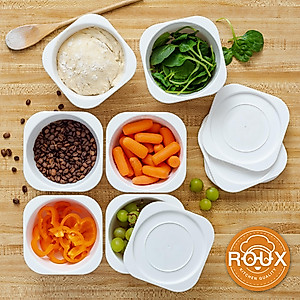 GSM Brands Pizza Dough Proofing Boxes - Stackable Commercial Quality Trays with Covers (5.3 x 5.3 x 2.5 Inches, 20 fl. oz. Each) - 6 Trays and 6 Covers