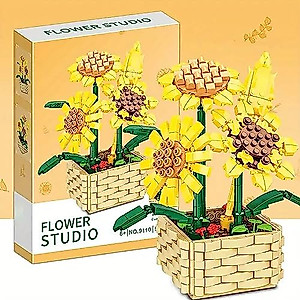 Flower Bouquet Building Sets, Artificial Flowers with Vase, 550 PCS Botanical Collection Building Block Toys, Flower Botanical Bonsai Collection Home Decoration, Birthday Christmas Valentine Gift