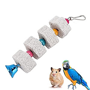 Tnfeeon Bird Beak Grinding Mineral Stone Colorful Bird Block Toys Parrot Break Grinding Stones Cages Bite Chew Training Toys Parrot