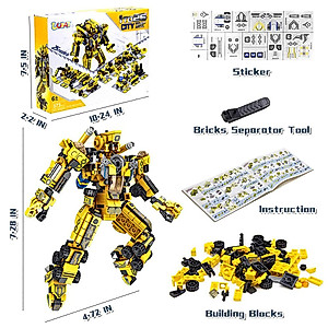 LUKAT Robot STEM Building Toys for 6 Year Old Boys, 573 pcs Construction Toy Engineering Building Bricks Construction Vehicles Kit Best Gift for Kids Age 6 7 8 9 10 11 Year Old 1