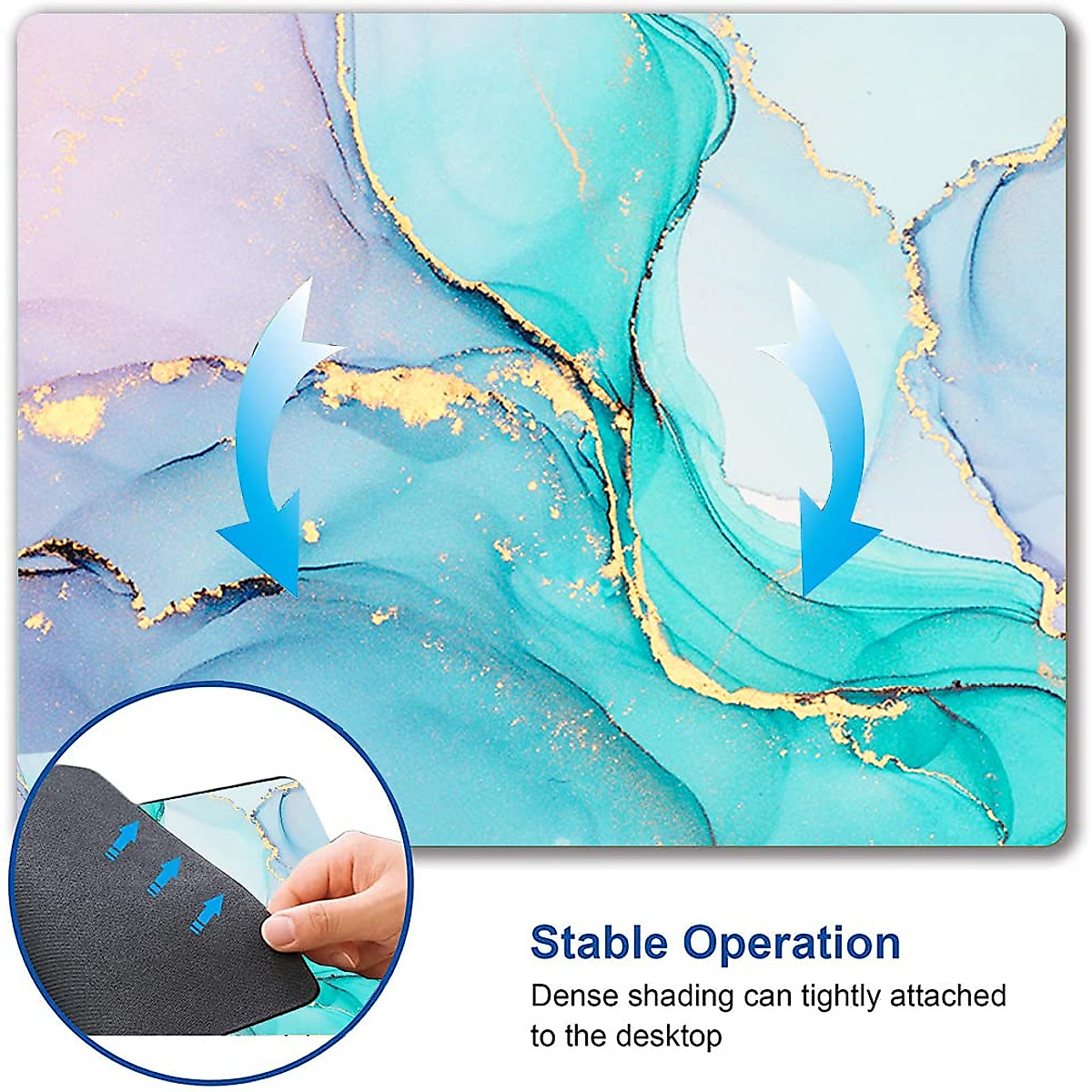 Armanza Mouse Pad, Cyan Blue Marble Mouse Pad, Washable Square Cloth Mousepad for Office Laptop, Non-Slip Rubber Base Mouse Pads for Wireless Mouse, Computer Mouse Pads for Desk