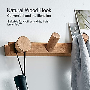 KooNiosio Wooden Coat Hook Wall Mounted Coat Rack Decorate 6 Hooks , Rubber Wood Coat Hook Rail for Clothes Hat Towel Robes (24 inch)